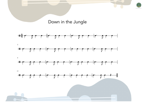 Ukulele Group - Down in the Jungle sheet music and teaching resources ...
