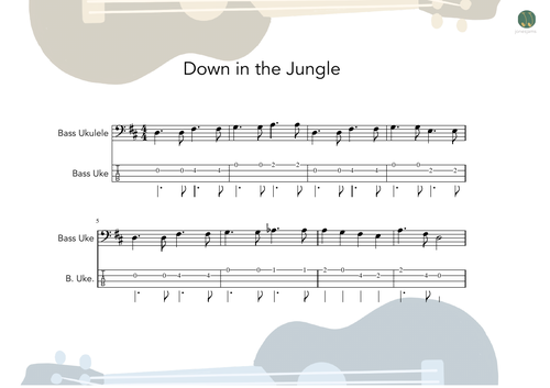 Ukulele Group - Down in the Jungle sheet music and teaching resources ...