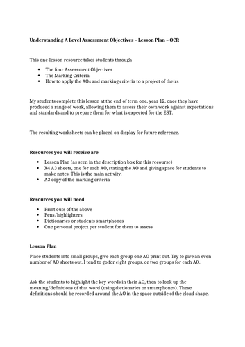 Understanding A Level Assessment Objectives – Lesson Plan – OCR ...