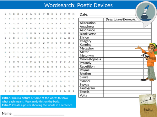 5 x Poetry Wordsearch Starter Settler Activity Homework Cover Lesson ...