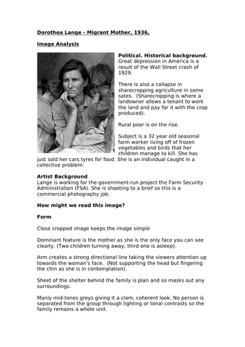 Image Analysis lesson - Photography - Paul Strand and Dorothea Lange ...