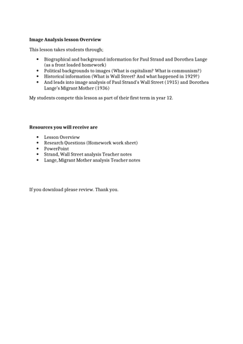 Image Analysis lesson - Photography - Paul Strand and Dorothea Lange ...