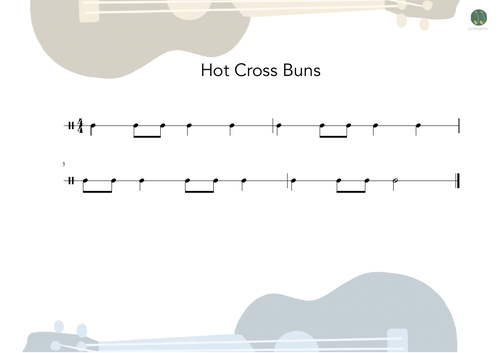 Ukulele Group - Hot Cross Buns sheet music and teaching resources ...