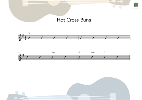 Ukulele Group - Hot Cross Buns sheet music and teaching resources ...