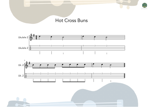 Ukulele Group - Hot Cross Buns sheet music and teaching resources ...