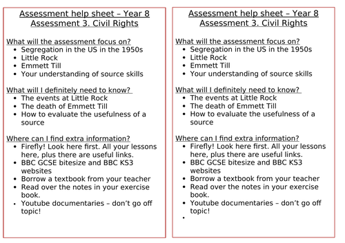 Mid Term Assessment. Part of a Black Lives Matter & Civil Rights SOW ...