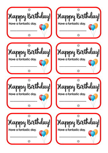 Birthday Pencil Labels | Teaching Resources
