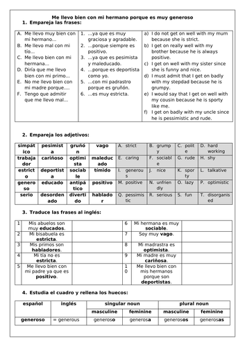 Mi familia / Family - Spanish GCSE (13 worksheets) | Teaching Resources