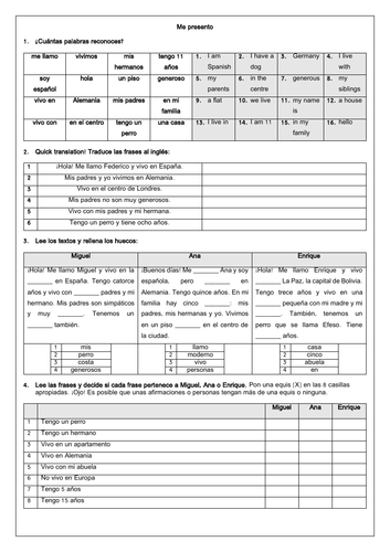 Spanish Family / Mi familia - 13 worksheets for GCSE | Teaching Resources