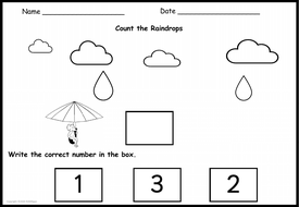 Counting Count Numbers Raindrops to 10 Worksheets | Teaching Resources