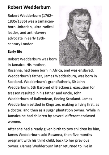Robert Wedderburn Handout | Teaching Resources