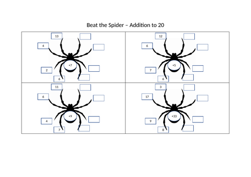 Beat the spider worksheets | Teaching Resources
