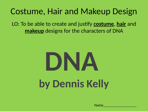 EDUQAS GCSE Drama DNA Costume Hair & Makeup Design Template | Teaching ...