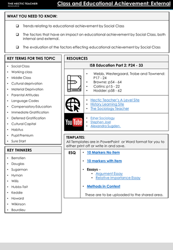 AQA A Level Sociology - Revision Plans - Education | Teaching Resources AQA A Level Sociology - Revision Plans - Education | Teaching Resources