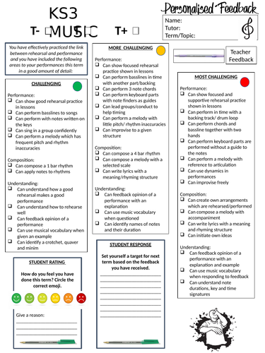 Personalised Feedback (KS3 MUSIC) | Teaching Resources
