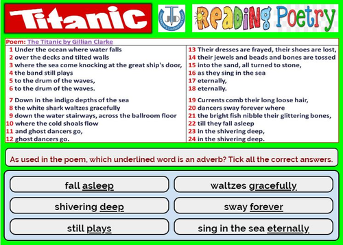 READING POETRY: TITANIC - 84 BOOM CARDS | Teaching Resources