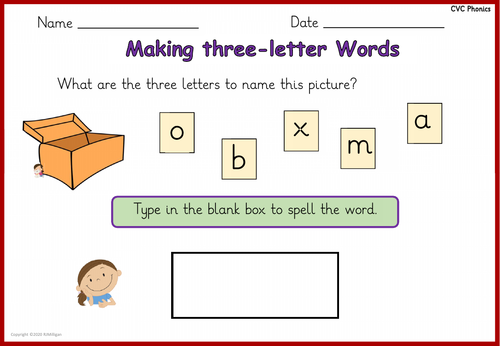 CVC Words Spelling Phonics Worksheets | Teaching Resources