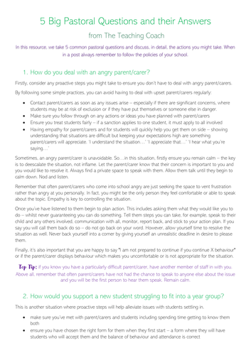 5 Big Pastoral Questions and their Answers: Interview Prep - Head of ...