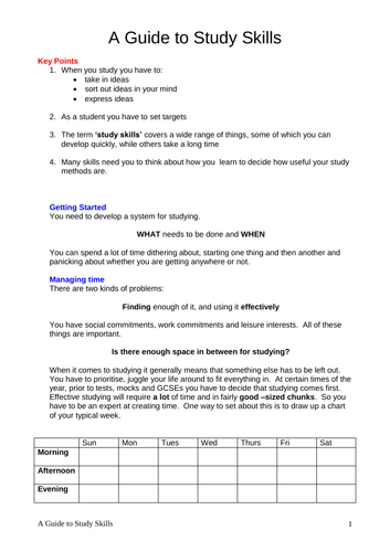 Year 11 study and revision skills SOW | Teaching Resources