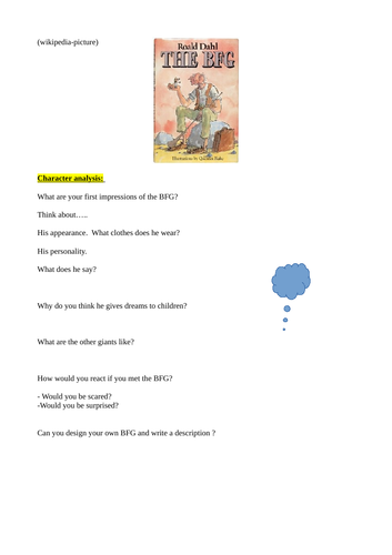 BFG character task | Teaching Resources