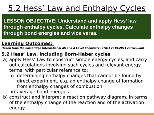 Physical Chemistry #17: Hess' Law and Enthalpy Cycles (Slides and ...