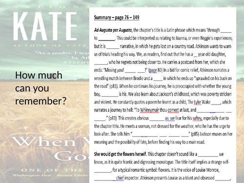 'When Will There be Good News?' by Kate Atkinson. Full scheme of work ...