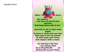 Worry Monster Poem | Teaching Resources