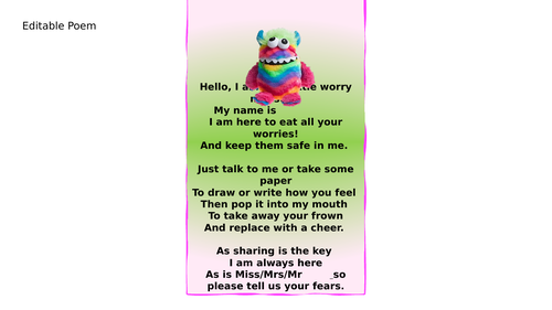 Worry Monster Poem | Teaching Resources