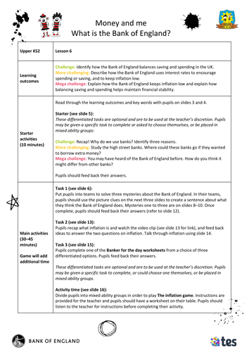 Lesson 6 Money and me - The Bank of England (English curriculum ...