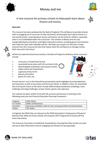Lesson 6 Money and me - The Bank of England (English curriculum ...
