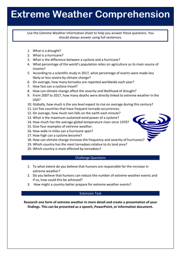 Extreme Weather Comprehension | Teaching Resources