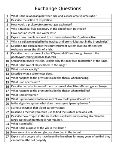 Biology AS level active recall questions | Teaching Resources