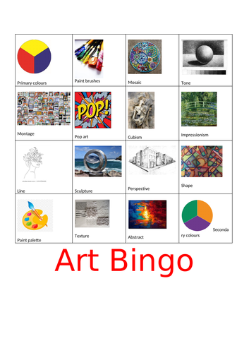 Art Bingo starter - fun, colourful resource | Teaching Resources