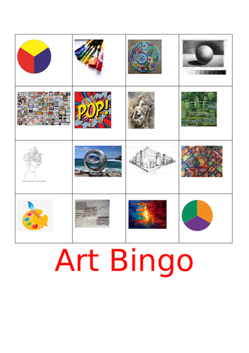 Art Bingo starter - fun, colourful resource | Teaching Resources