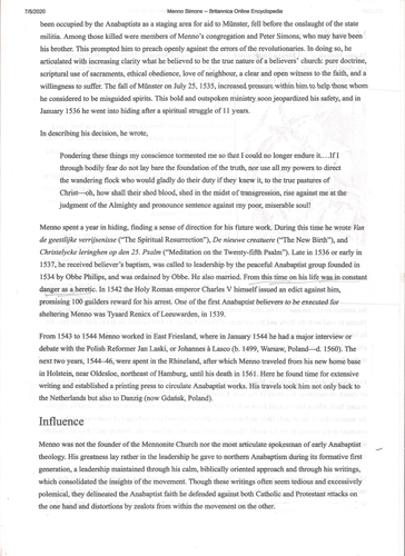 Menno Simons (1496-1561) | Teaching Resources