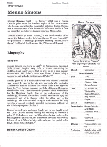 Menno Simons (1496-1561) | Teaching Resources