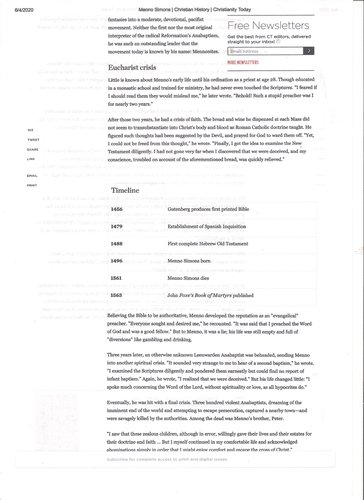 Menno Simons (1496-1561) | Teaching Resources