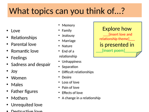 Comparing Love and Relationships poems | Teaching Resources Comparing Love and Relationships poems | Teaching Resources