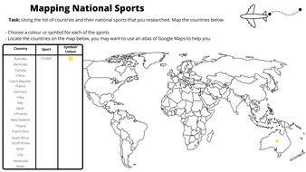 Mapping Sports Worksheets - Geography of Sport | Teaching Resources
