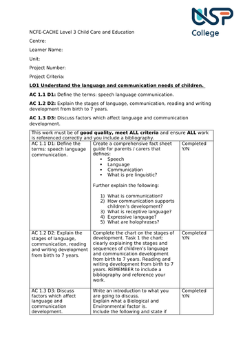 CACHE Level 3 Year 2 Unit 9 Supporting emergent Literacy FULL UNIT ...