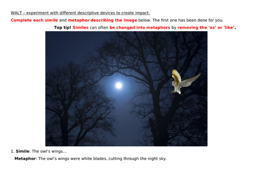 Similes & Metaphors: Interactive PowerPoint and activity sheet ...