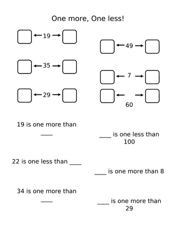 One More, One Less | Teaching Resources