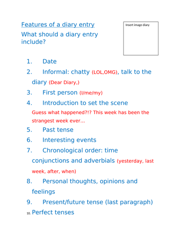 Four lessons on writing a lockdown diary entry including use of present ...