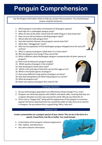 Penguin Comprehension | Teaching Resources