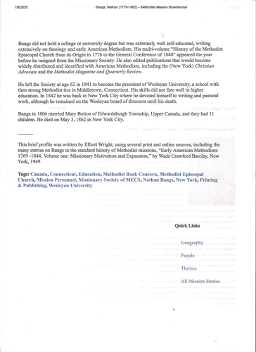 Nathan Bangs (1778-1862) | Teaching Resources