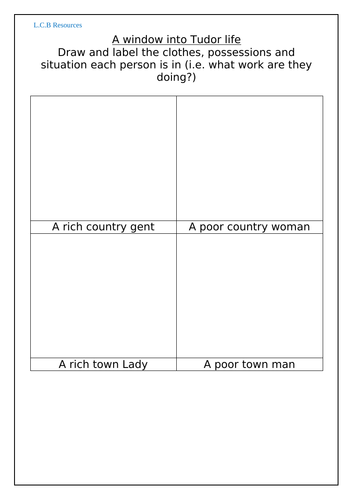 Tudor life worksheets on the rich and poor. | Teaching Resources