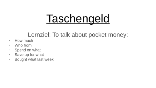 Pocket money - Taschengeld Echo 2 | Teaching Resources