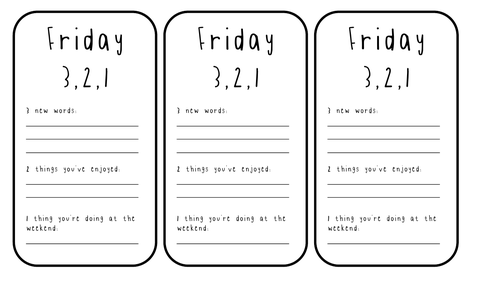 Friday 3,2,1 | Teaching Resources