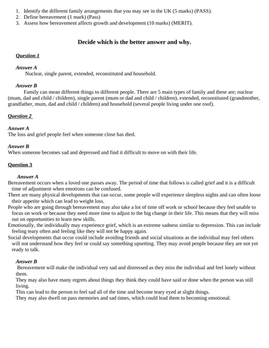 Health and Social Care Life Stages & Relationships HSO2 Full Unit ...