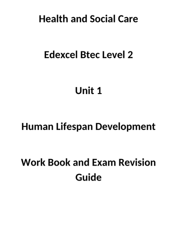 Health and Social Care Life Stages & Relationships HSO2 Full Unit ...